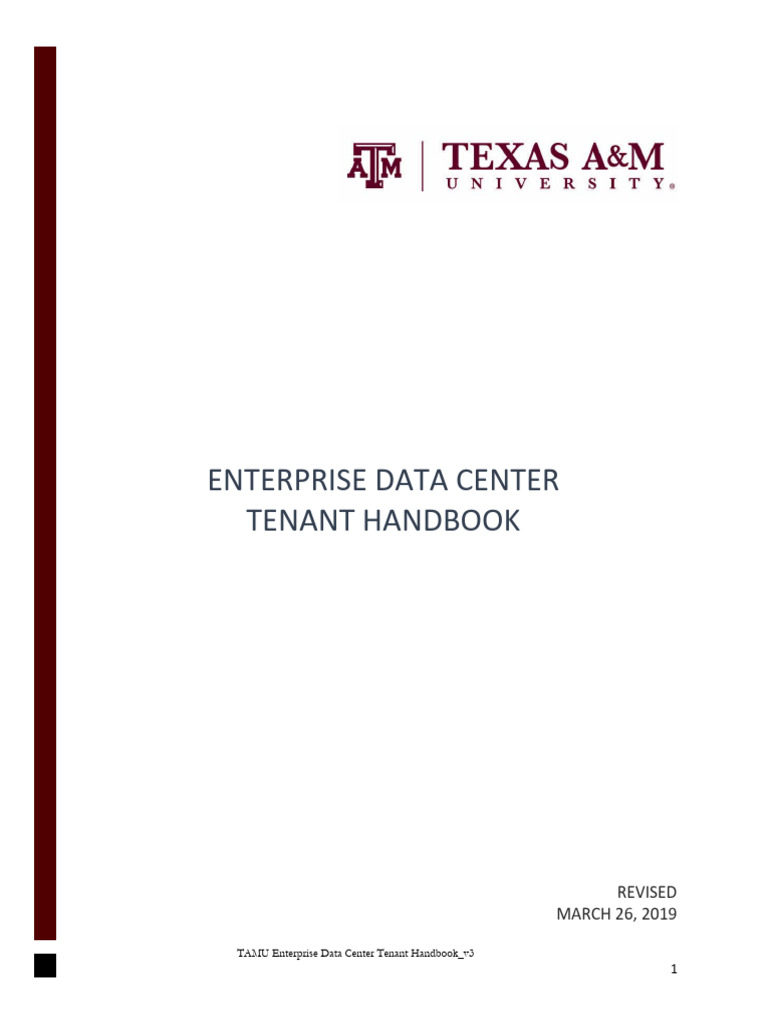 TAMU Data Center Tenant Handbook | PDF | Data Center | Chief ...