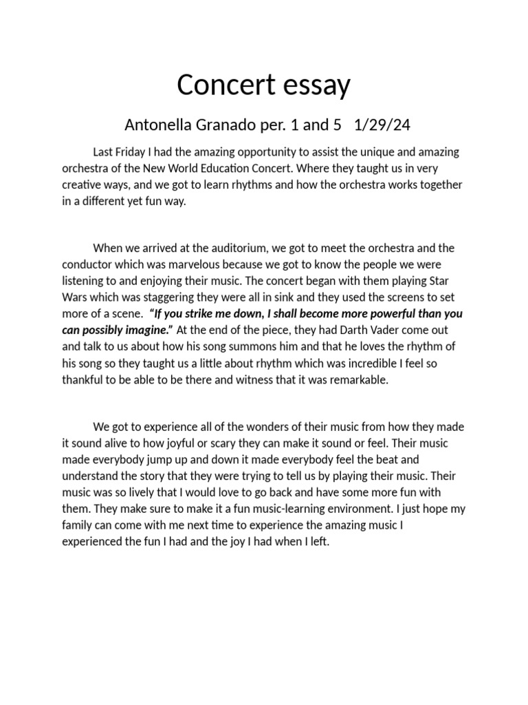 orchestra concert essay | PDF