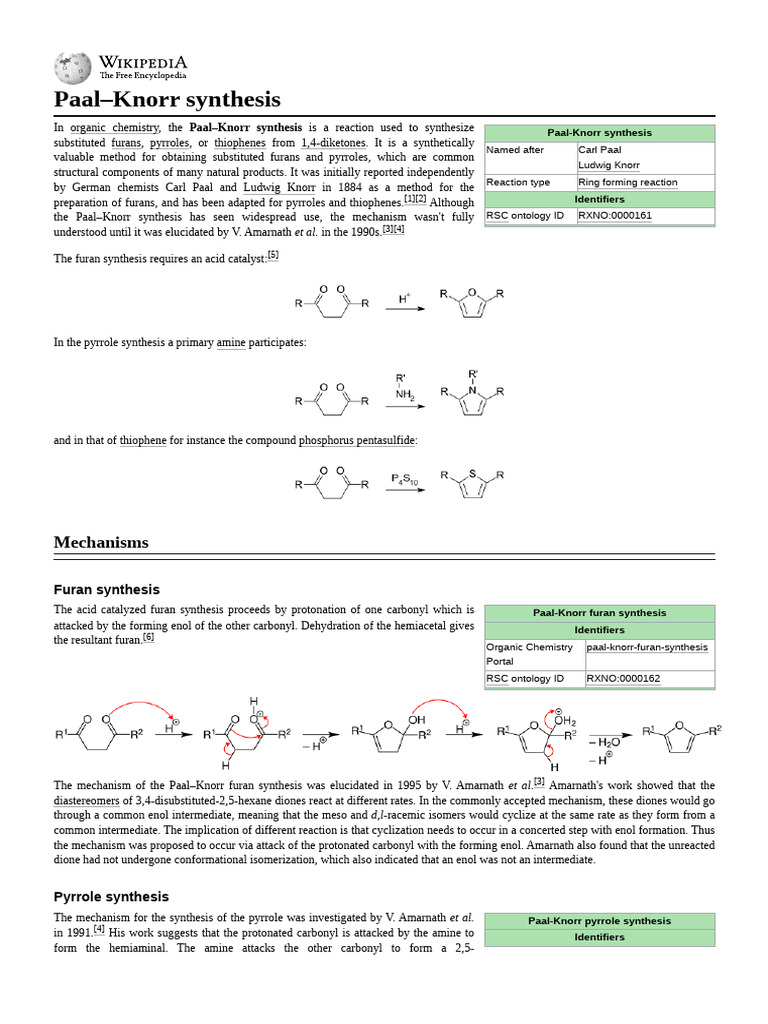 Paal–Knorr_synthesis | PDF | Unit Processes | Chemistry