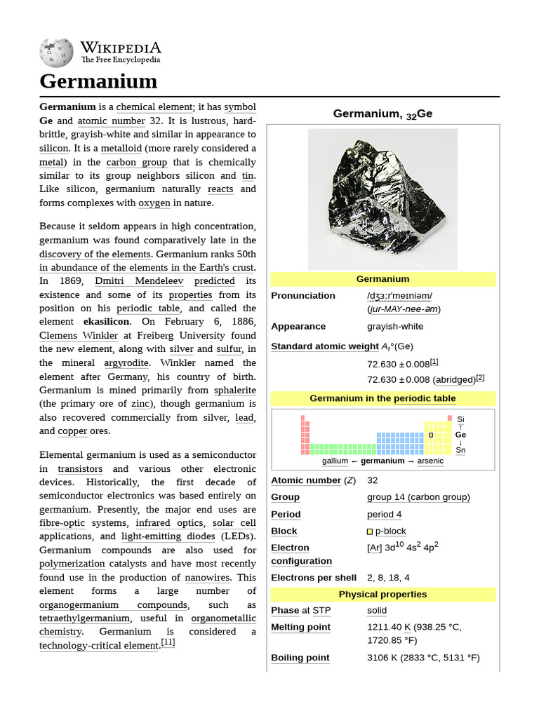 Germanium | PDF | Germanium | Physical Chemistry