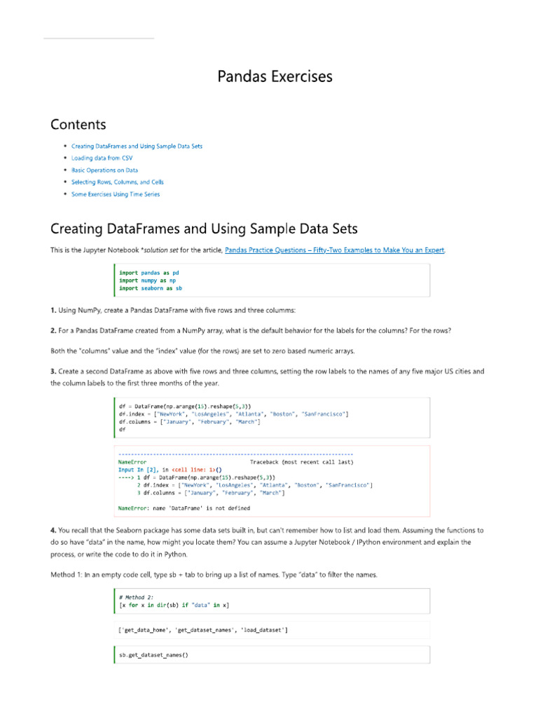 Pandas Exercises | PDF
