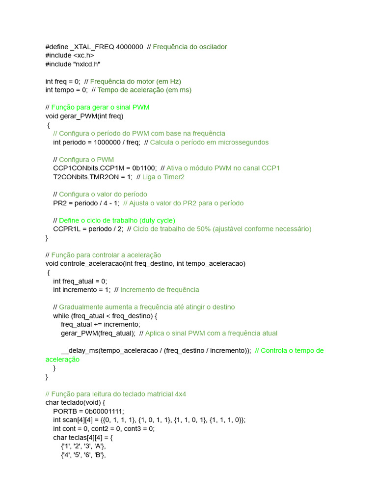 Código LCD - Teclado Matricial | PDF | Frequência | Engenharia Elétrica