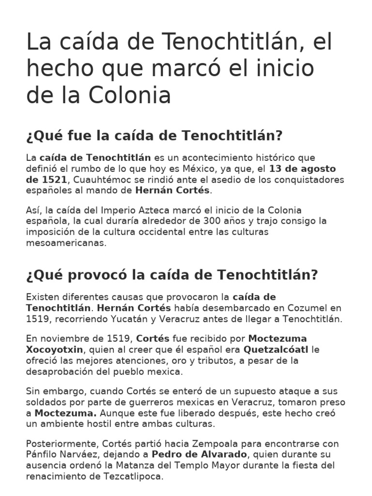 La Caída de Tenochtitlán | PDF | Hernán Cortés | azteca