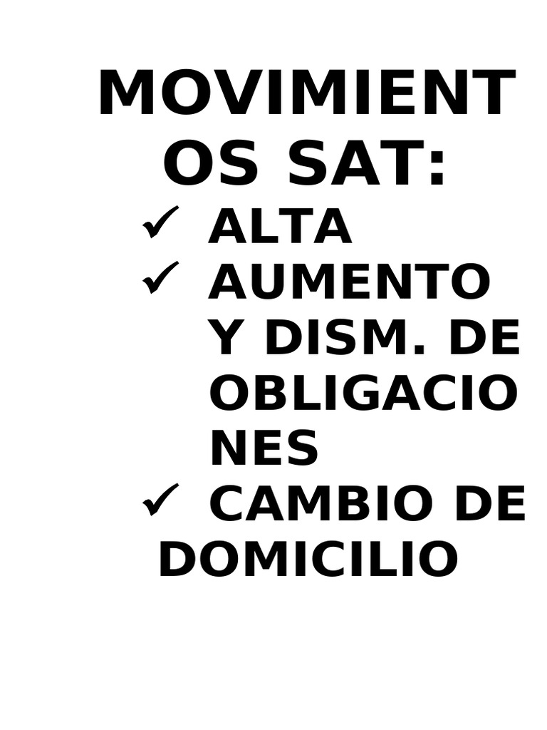 Movimientos SAT: Alta y Obligaciones | PDF