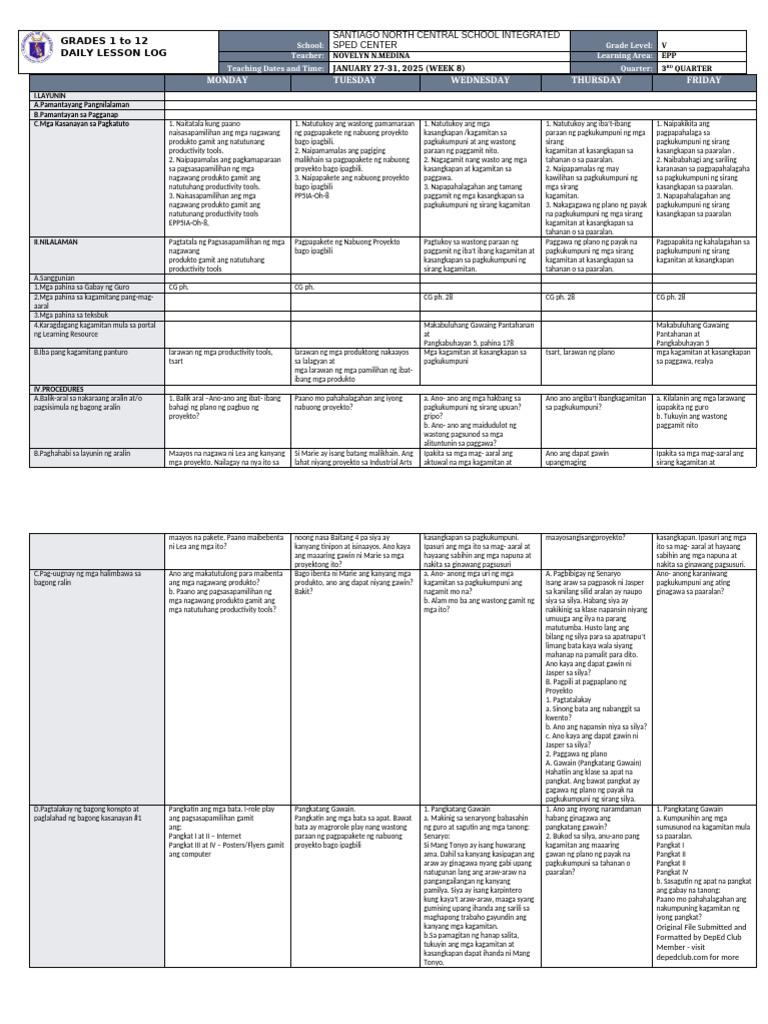 DLL - Epp 5 - Q3 - W8 | PDF
