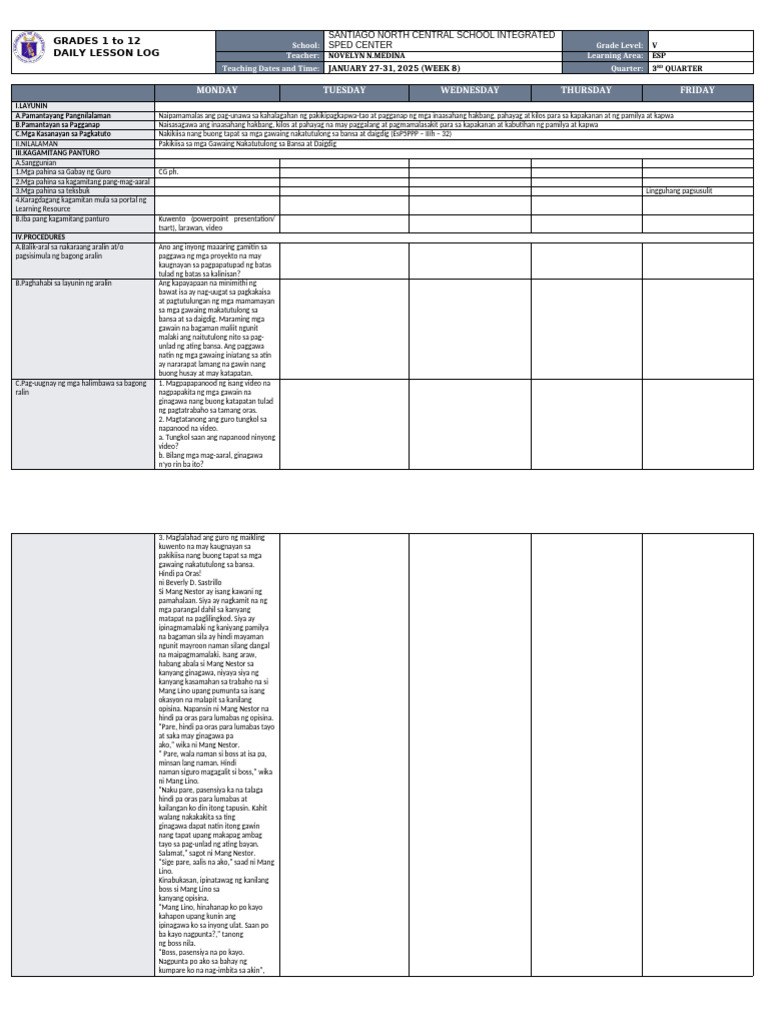 DLL_ESP 5_Q3_W8 | PDF