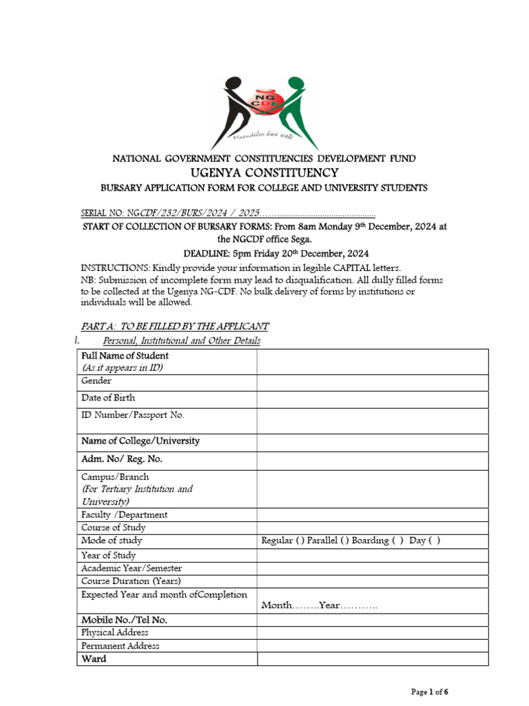 3 Colleges & Universities Bursary Form PDF | PDF