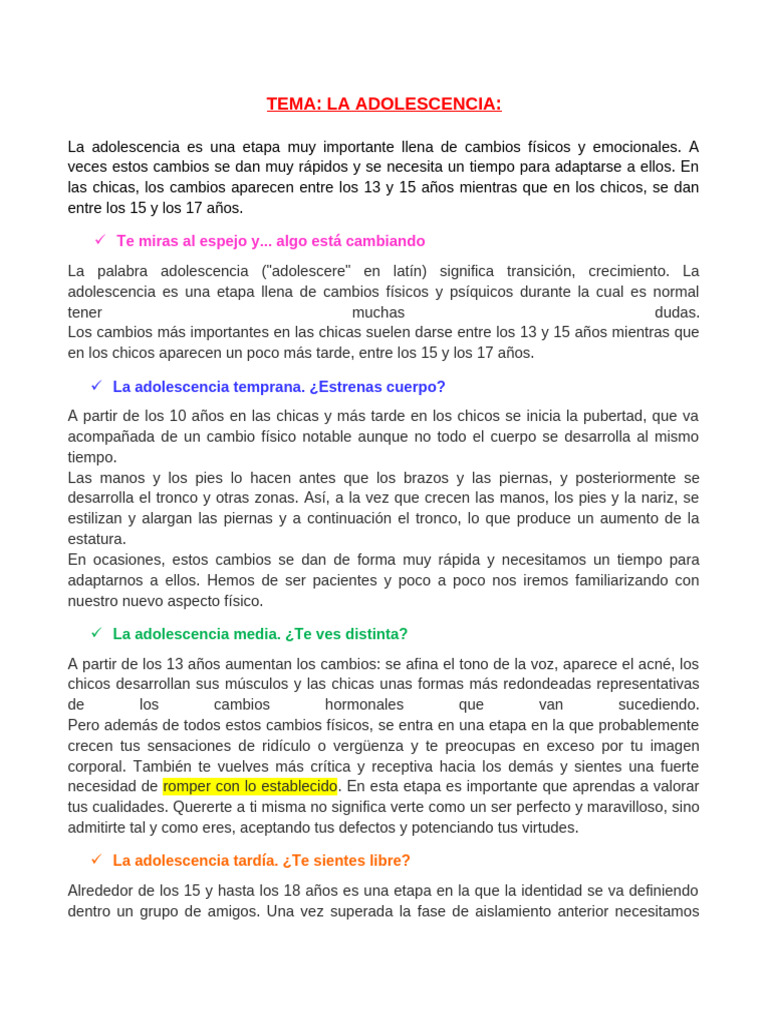 Cambios en la Adolescencia: Guía Esencial | PDF | Adolescencia