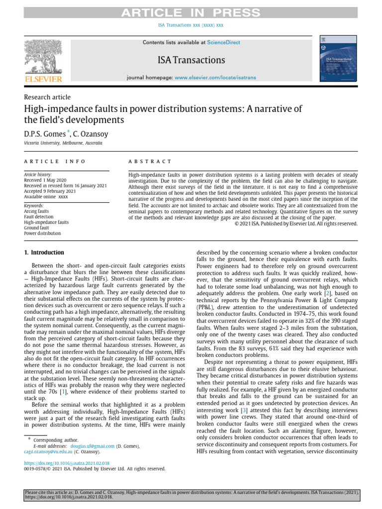 ISA Transactions: D.P.S. Gomes, C. Ozansoy | PDF | Wavelet | Spectral ...