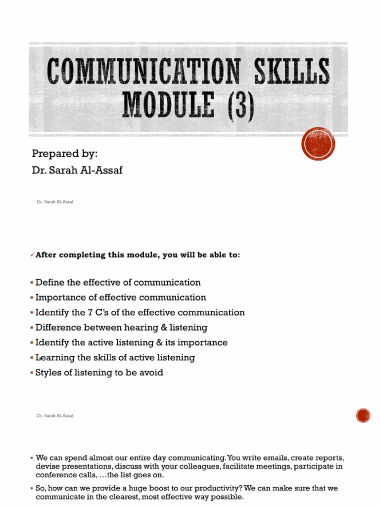 Communication Skills, Module | PDF