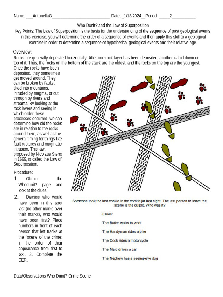 Who+Dun+it+and+Law+of+Superposition+Activity | PDF | Geology ...