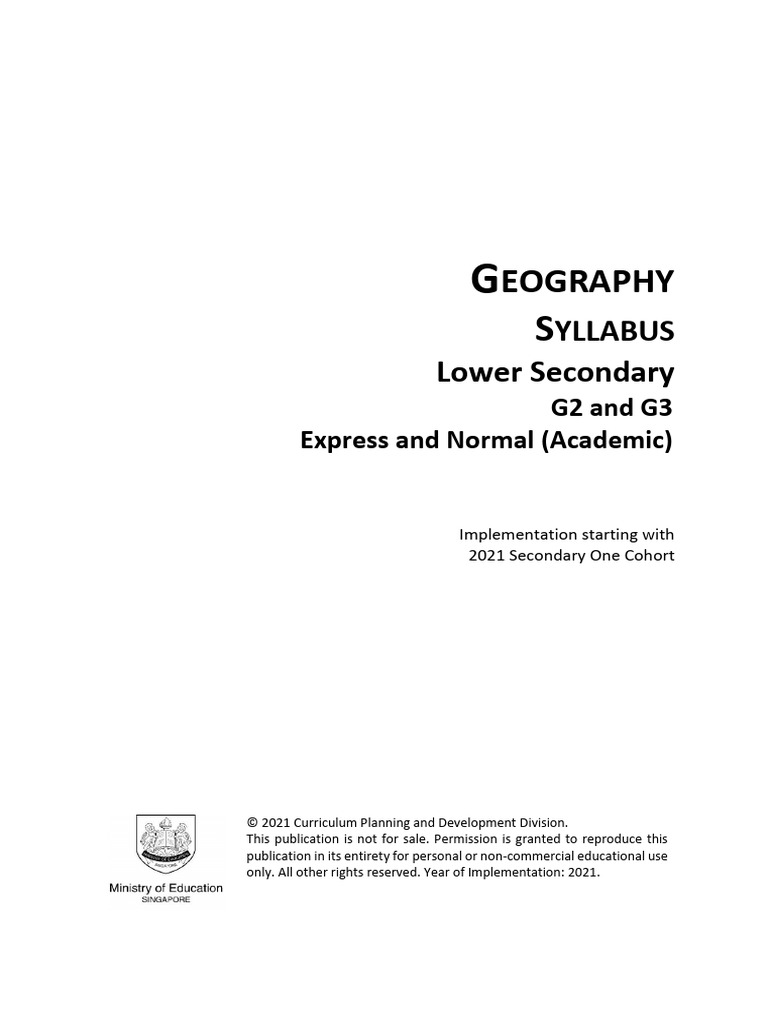 Lower Secondary Geography Syllabus 2021 | PDF | Geography | Mangrove