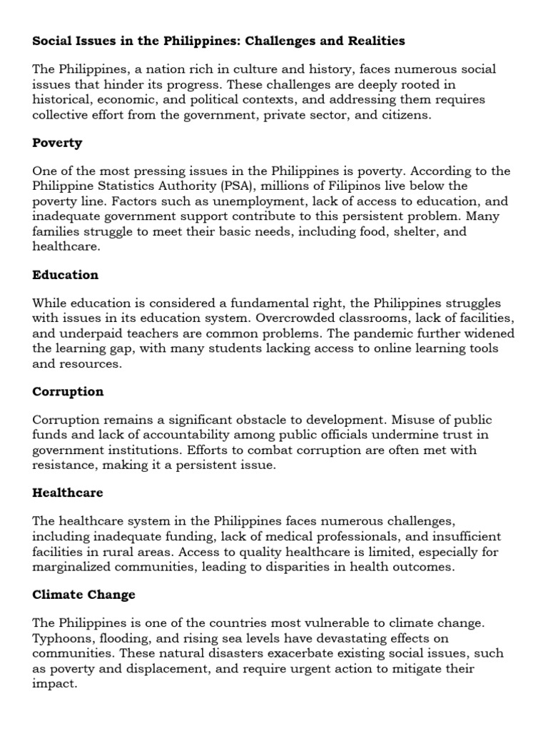 Social Issues in the Philippines Explained | PDF | Corruption | Philippines