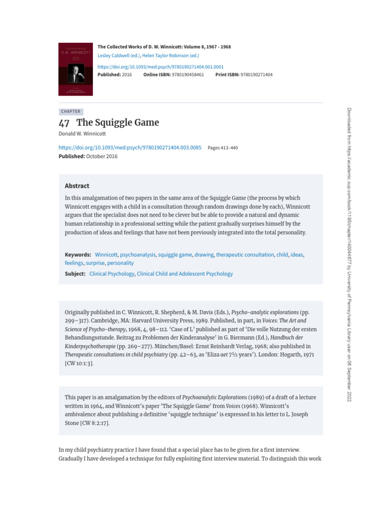 Understanding Winnicott's Squiggle Game | PDF | Psychotherapy ...