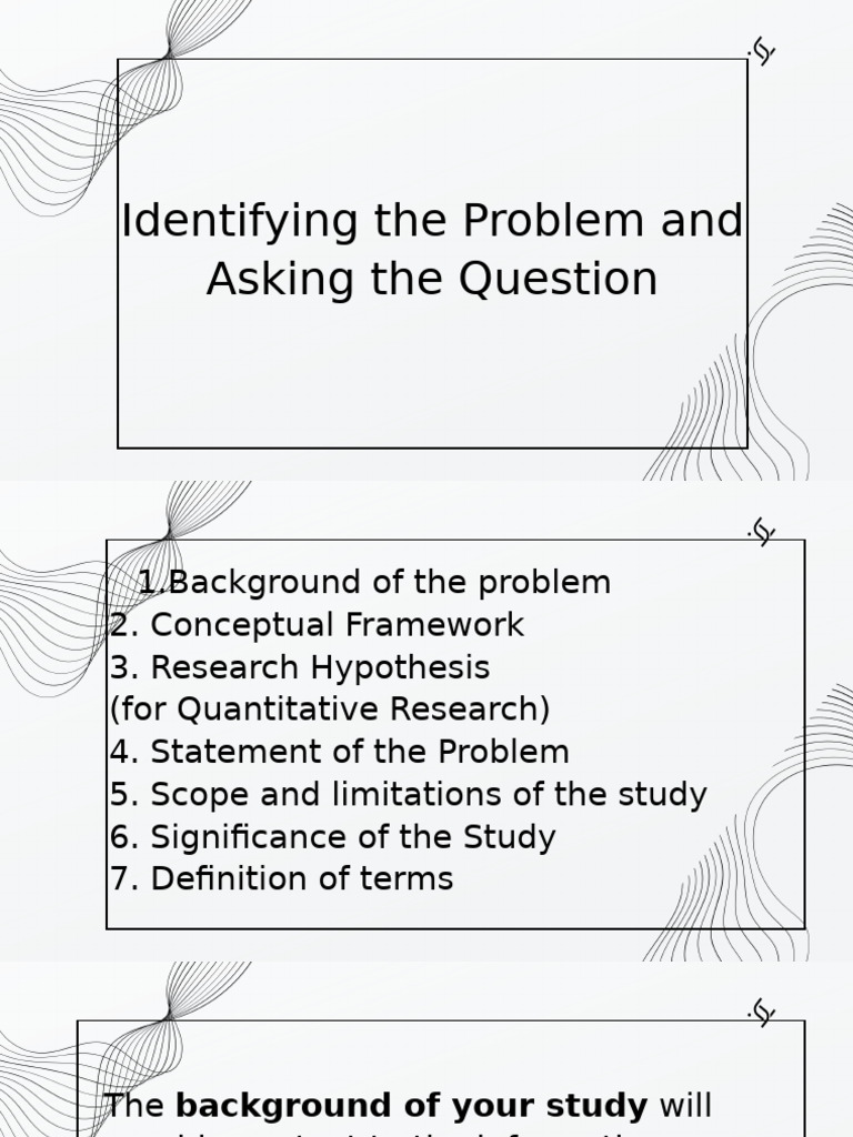 Identifying the Problem and Asking the Question | PDF | Hypothesis ...