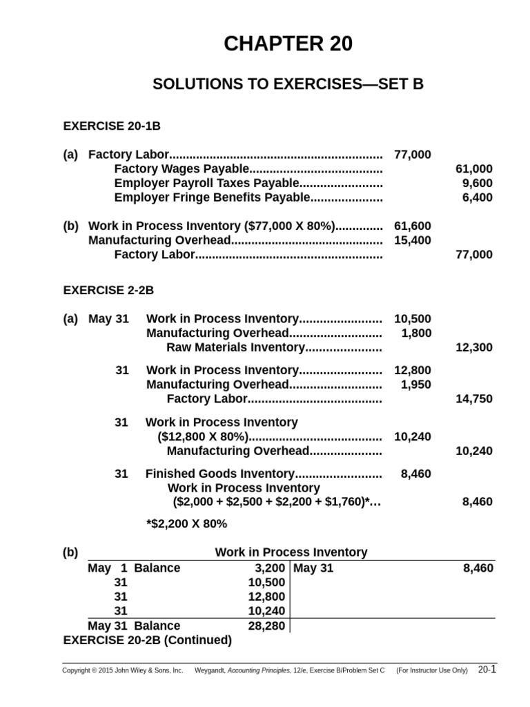 Wey_AP_12e_ExB_PC_Sol_Ch20 | PDF | Cost Of Goods Sold | Inventory