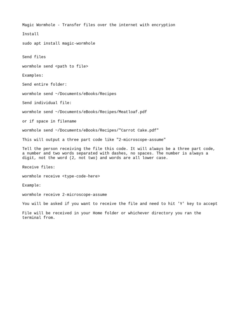 Magic Wormhole | PDF