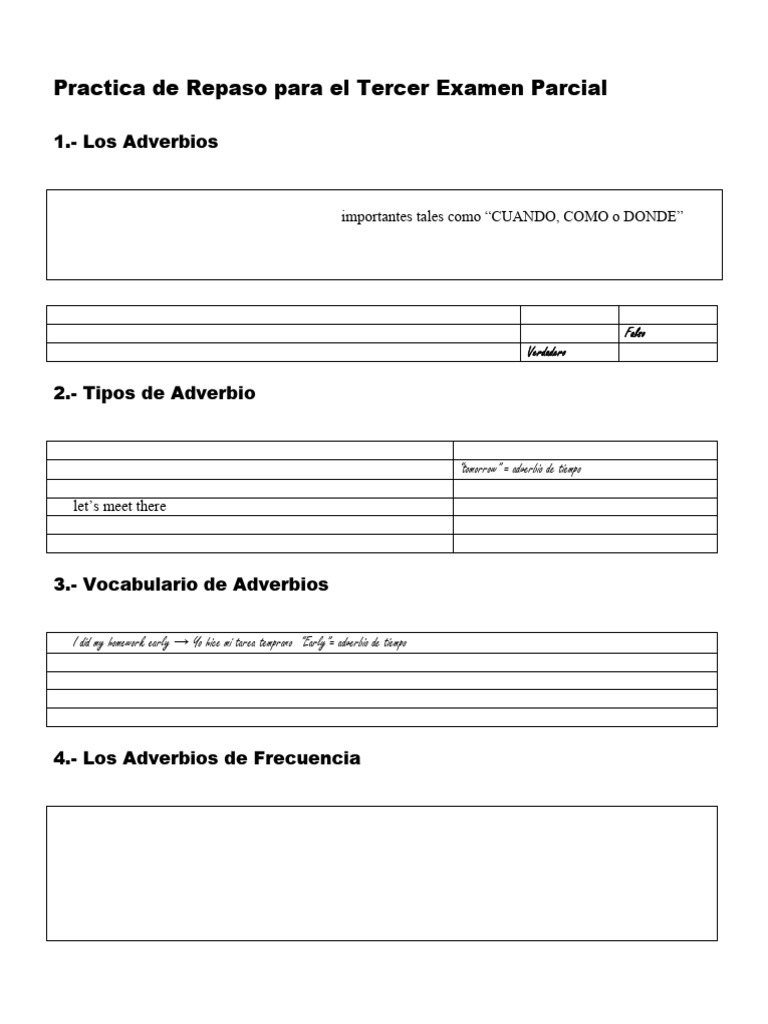 Práctica Tercer Examen Parcial | PDF | Adverbio | Morfología Lingüística