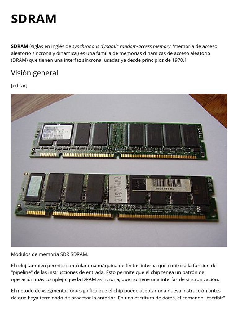 Introducción a la SDRAM y su funcionamiento | PDF