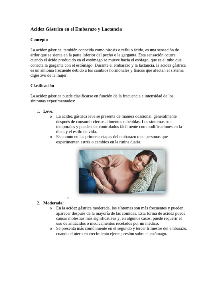 Acidez Gástrica en El Embarazo y Lactancia Biologia | PDF | El embarazo ...