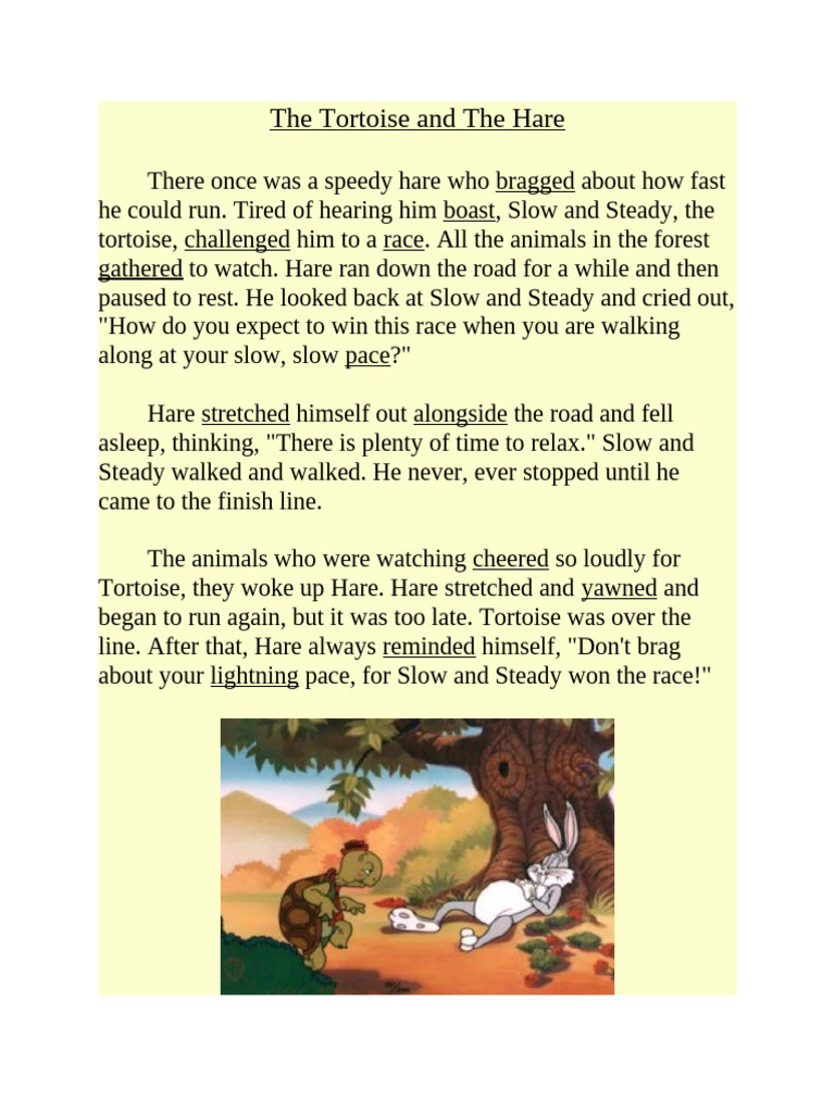 Tortoise and Hare Race Story Summary | PDF