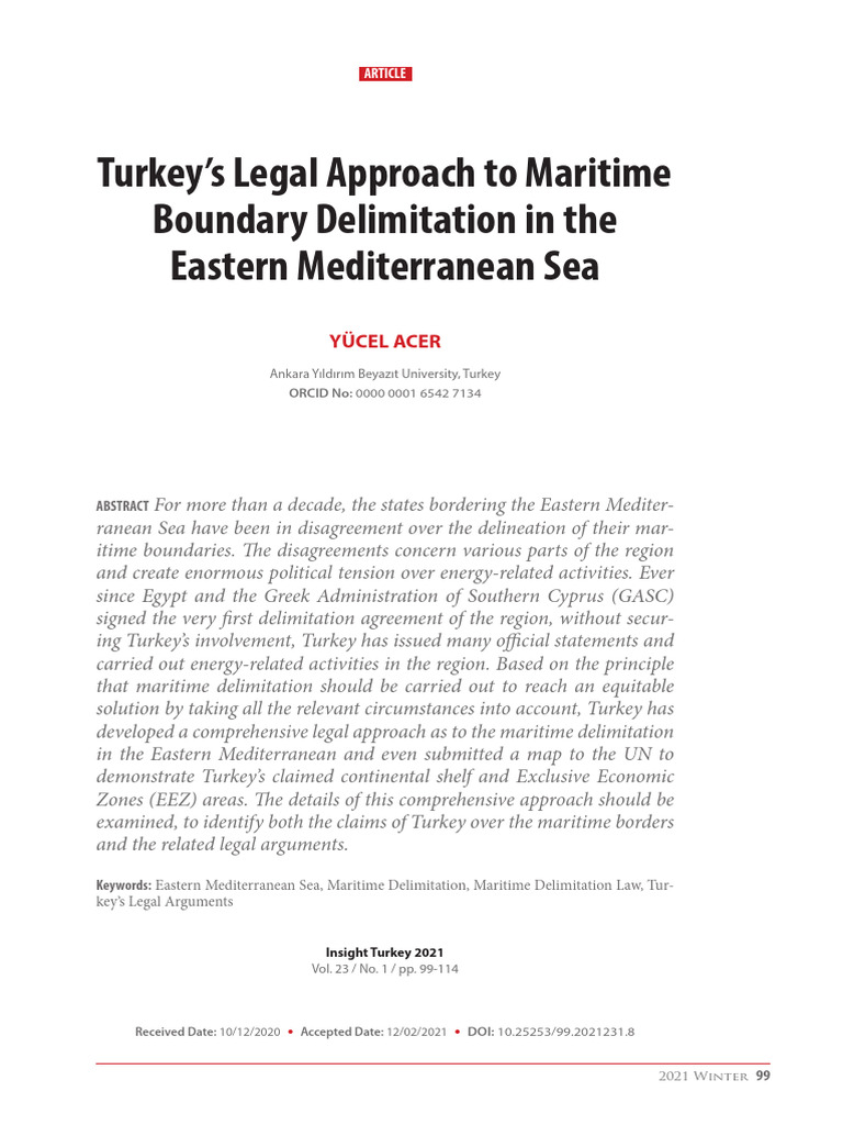 Turkey's Maritime Boundary Claims in the East Mediterranean | PDF ...