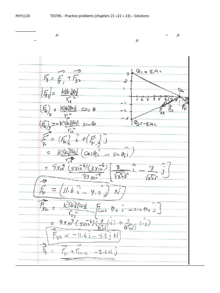 Test#1 - Practice Problems (ch21+22+23) - Solutions | PDF | Sphere ...