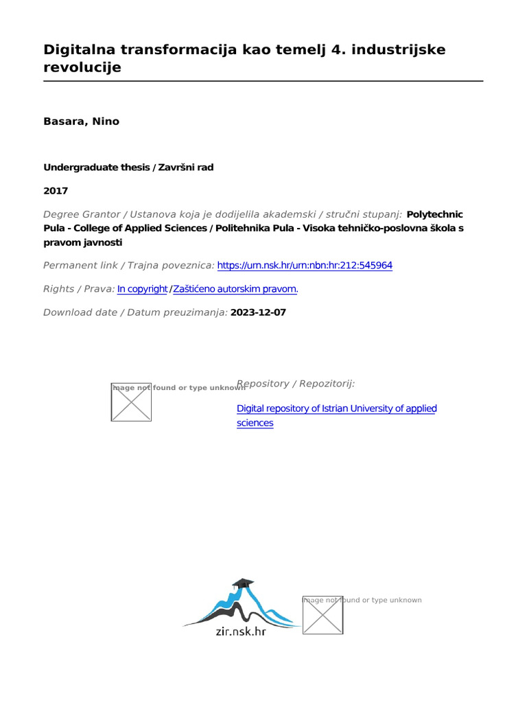 Digitalna Transformacija Kao Temelj 4. Industrijske Revolucije | PDF