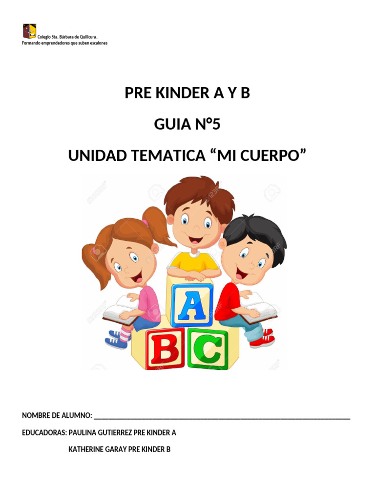 Pre Kinder GUIA #5 MI CUERPO | PDF | Educación de la primera infancia