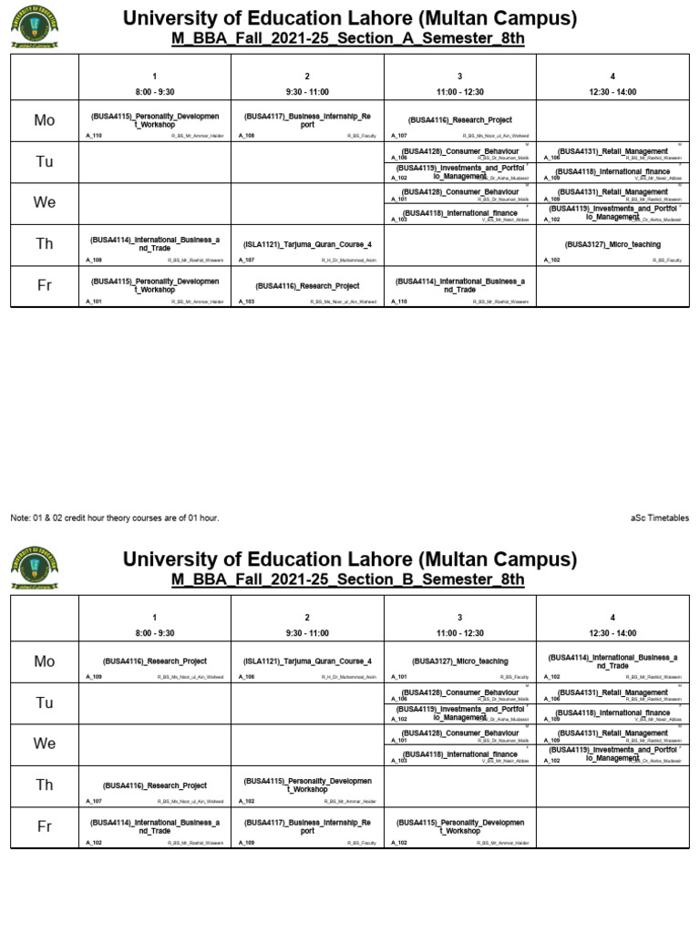 Spring 2025 Timetable 2025012613 | PDF