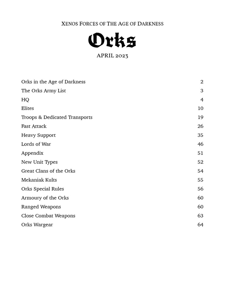 Age of Darkness Orks | PDF