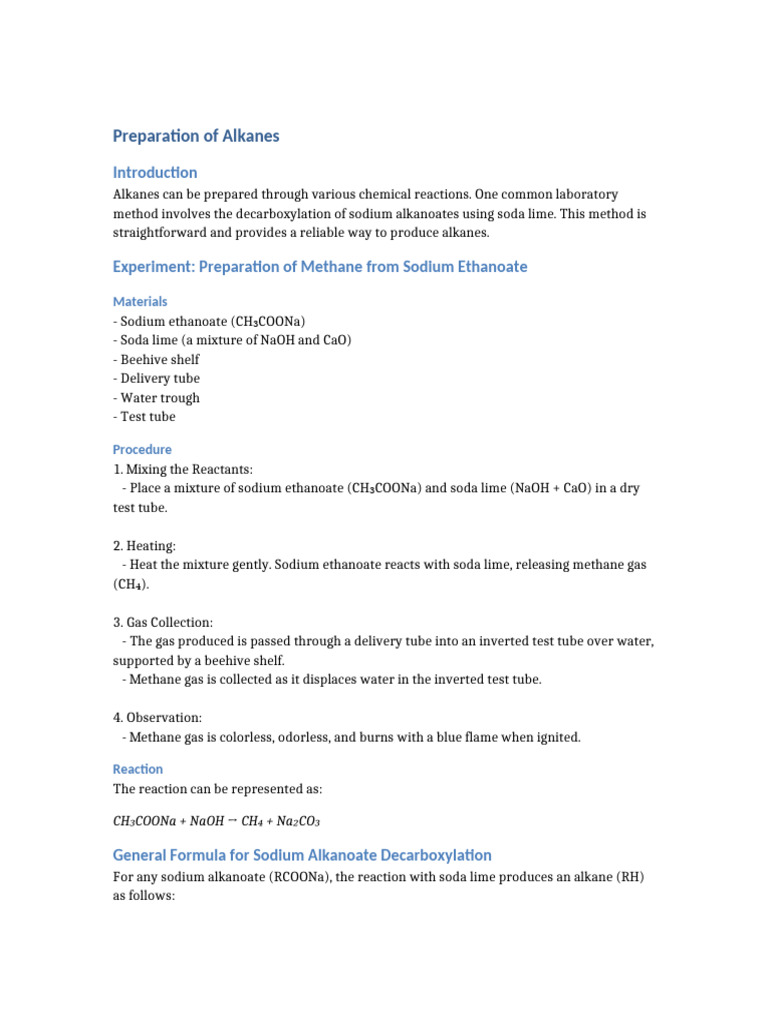 Preparation of Alkanes | PDF