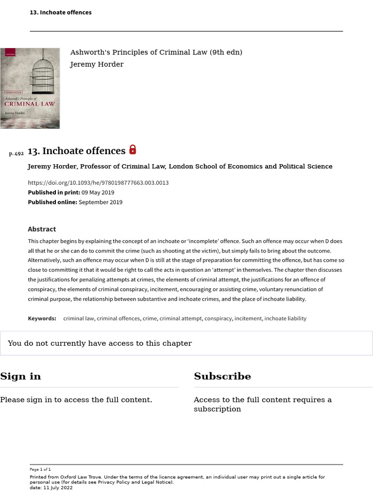 13 Inchoate Offences | PDF