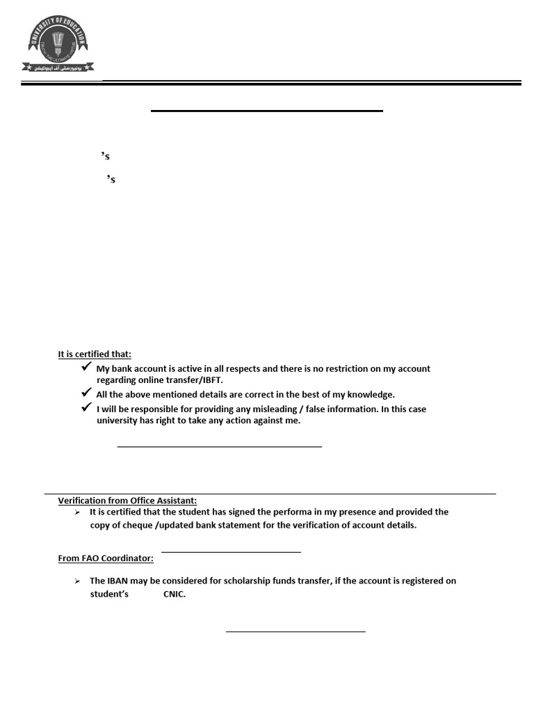 IBAN Performa & Undertaking | PDF