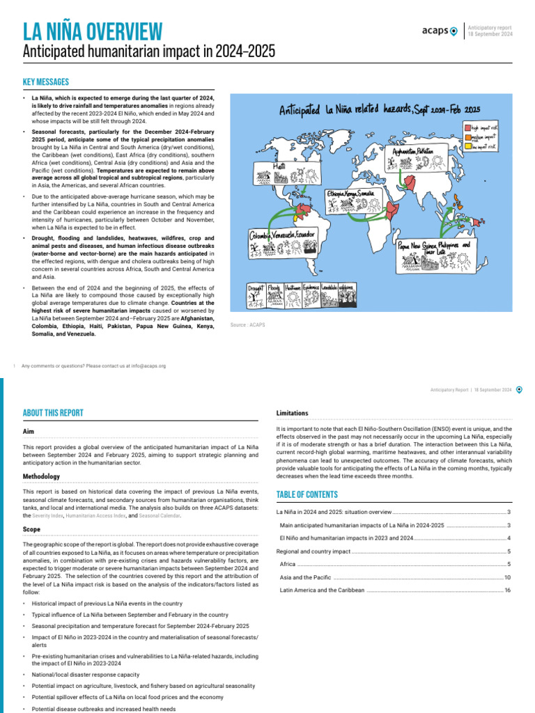 20240918_ACAPS_La_Nina_overview_-_Anticipated_humanitarian_impact_in_2024-2025_01 | PDF ...