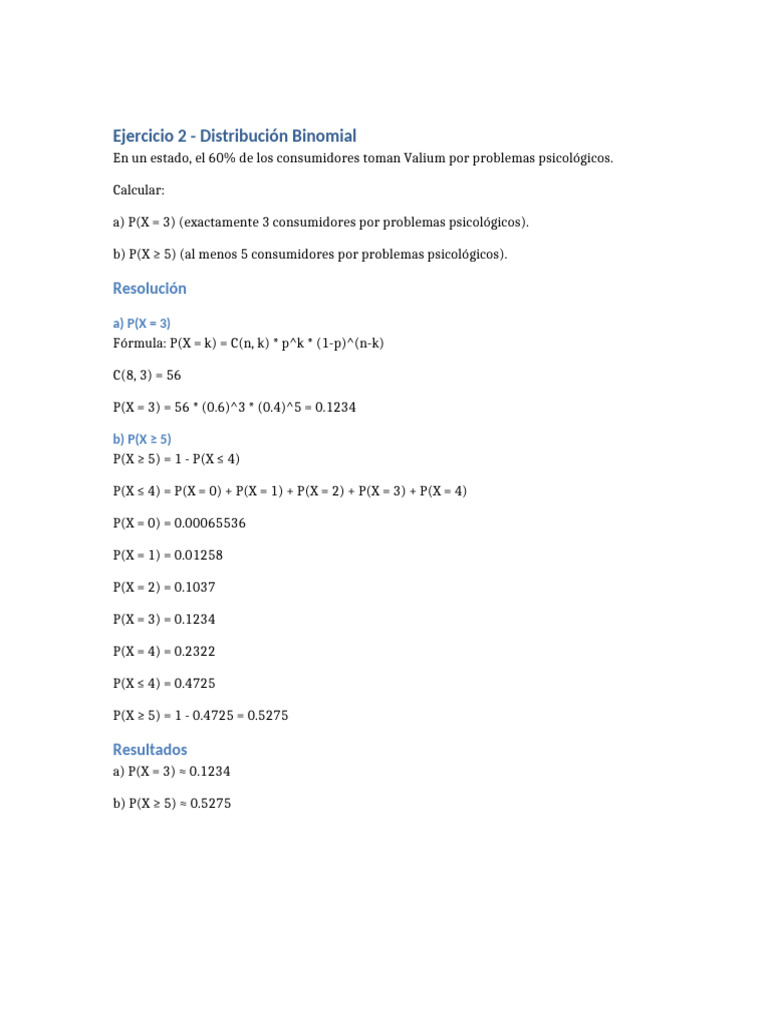 Ejercicio Distribucion Binomial 2 | PDF