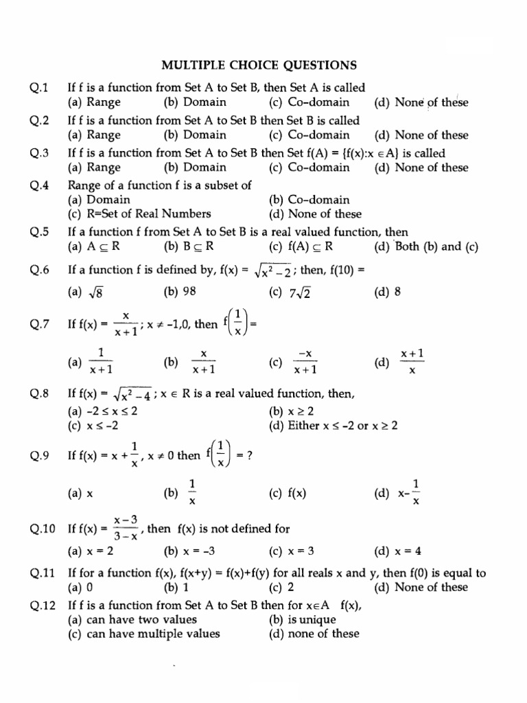 Math Function Quiz | PDF | Function (Mathematics) | Mathematical Objects