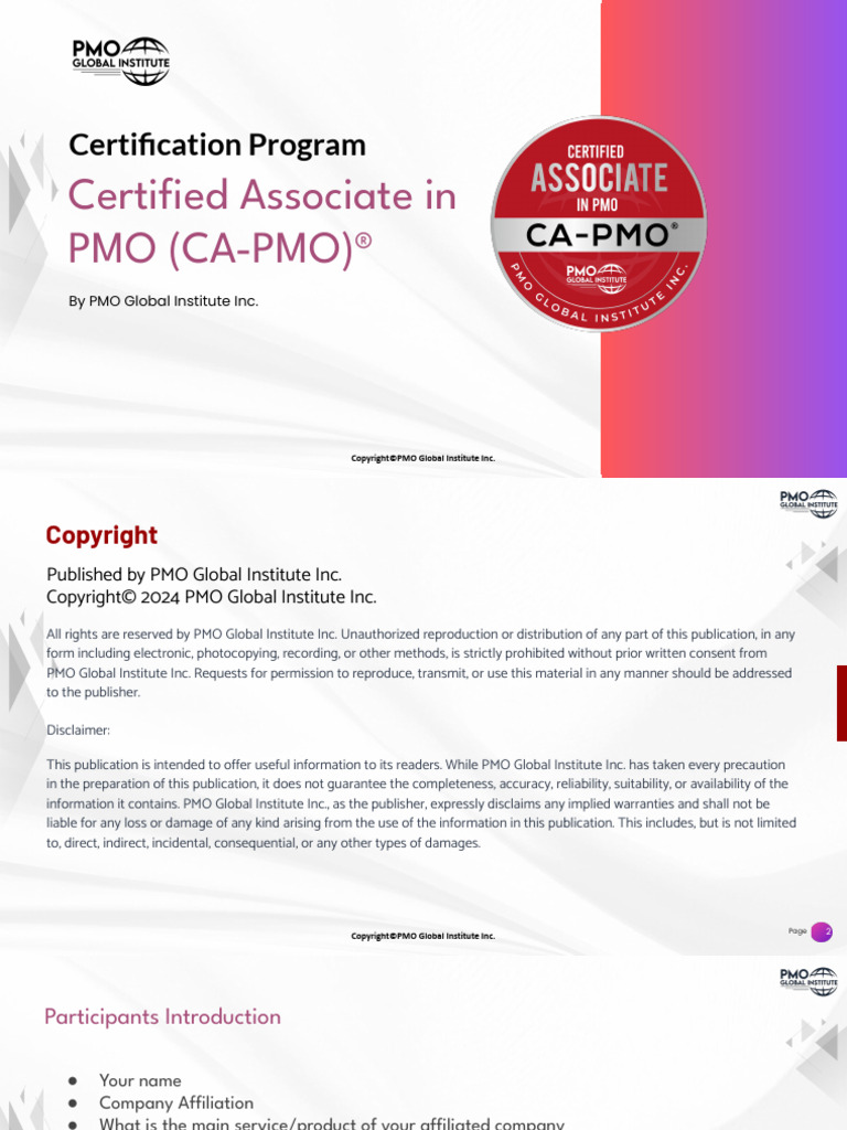 Student Workbook - CA-PMO - Instructor PPT - Certified Associate in PMO ...