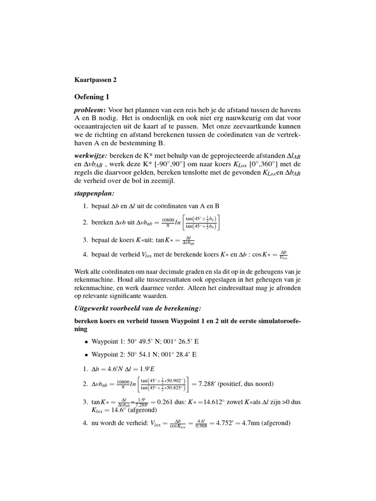 Lesweek 13&14 Lesbrief Met Loxodroom Opgaven | PDF
