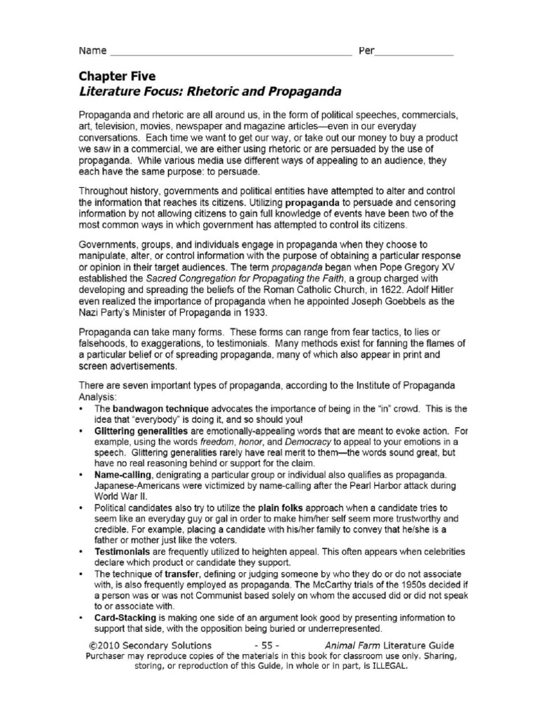 Animal Farm Rhetoric CH 5-6 | PDF