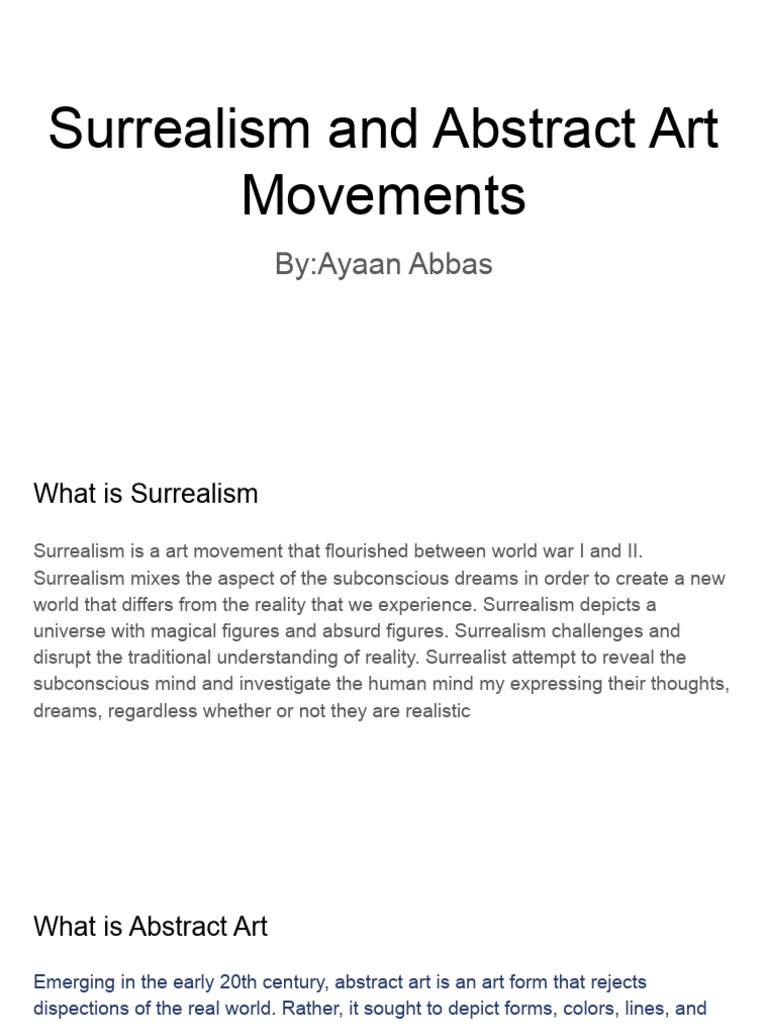 Surrealism and Abstract Art Movements | PDF | Surrealism | Abstract Art