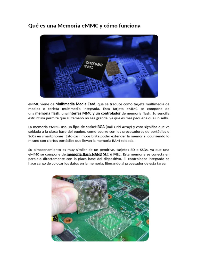 Memoria eMMC | PDF | Hardware de la computadora | Equipo de oficina