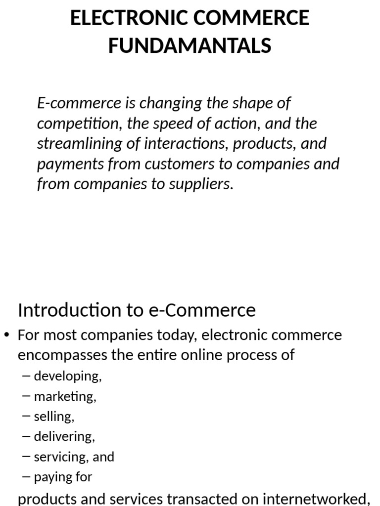 E-Commerce Fundamentals Explained | PDF | E Commerce | Information Technology