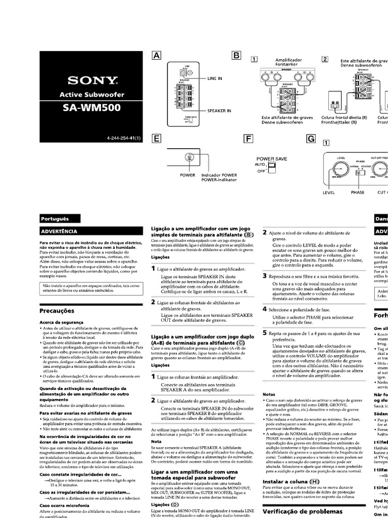 Manual de instruções Sony SA-WM500 | PDF