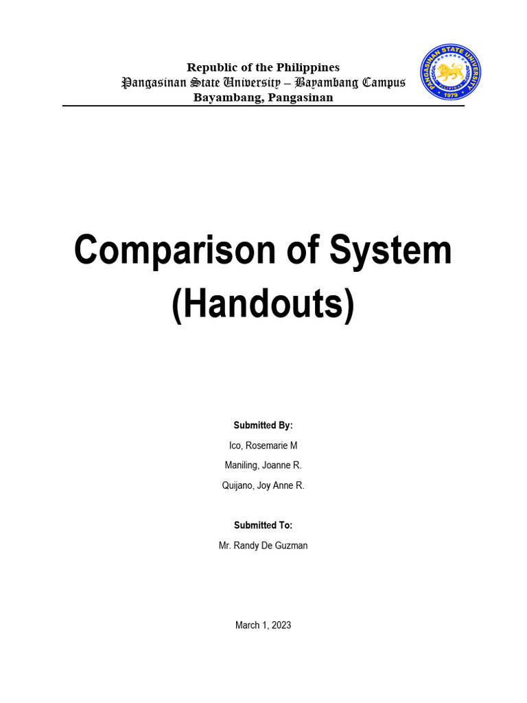 Group 2 - Comparison of Systems | PDF | World Politics | Parliamentary ...
