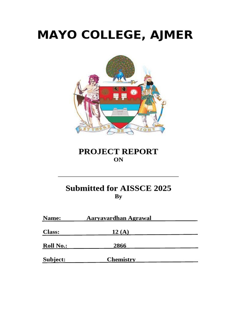 Project Cover Practicals Chemistry | PDF