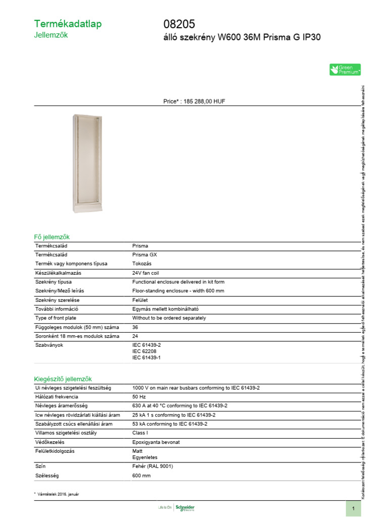 Prisma Plus G Kapcsolószekrények - 08205 | PDF