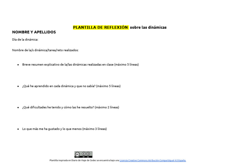 Reflexión sobre Dinámicas de Clase | PDF