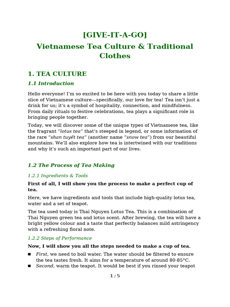 GIAG Presentation Scrips (By Flora & Toby) | PDF | Tea