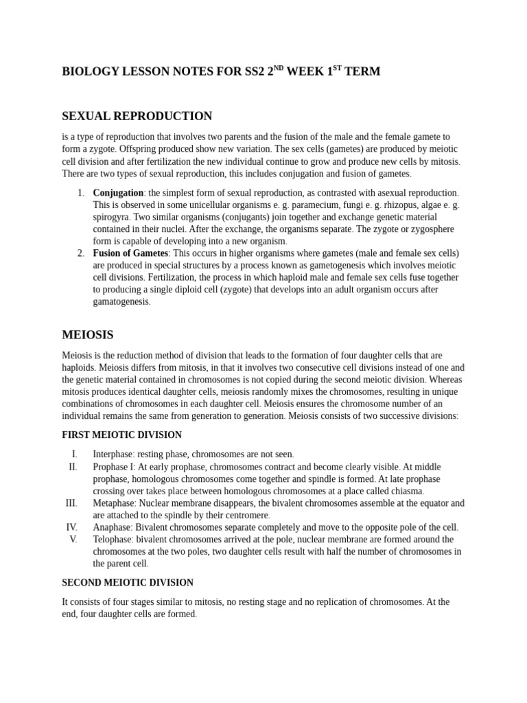 Sexual Reproduction and Meiosis in Biology | PDF | Meiosis | Sexual ...